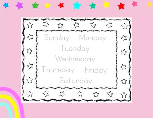 Printable Days of the Week Worksheets, Weekdays Tracing Activity ...