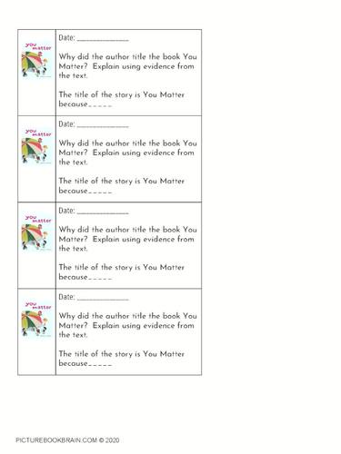 You Matter by Christian Robinson Lesson Plan and Activities | TPT