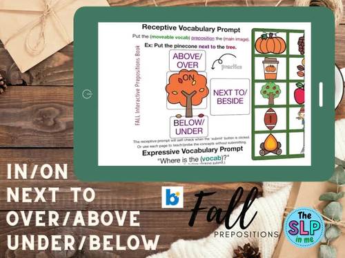 FALL Prepositions BOOM Cards in on over above under below next to