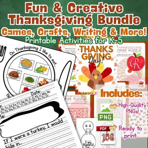 Thanksgiving Activities Mega Bundle | Crafts Writing Prompts ...