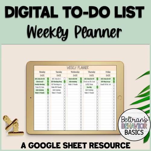 Digital Weekly Planner and To Do List by Beltran's Behavior Basics