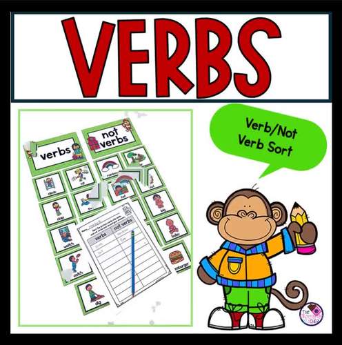 Action Verbs with Picture Cards, Sorting, Worksheets - 1st Grade Grammar