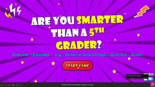 Are You Smarter Than a 5th Grader? Quiz Game Template | Interactive ...