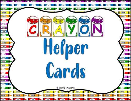 Crayon Classroom Helper Cards *Editable* by Cindy's Treasures | TPT