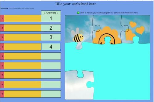 Jigsaw Puzzle Mystery Reveal - 9 Piece/Question Template by PAME Resources