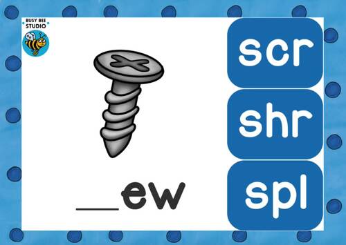 3 letter blends Boom Cards SCR SHR SPL by Busy Bee Studio | TPT
