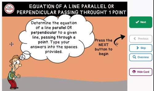 Equation Of A Line Parallel or Perpendicular Given A Point Algebra 1 ...