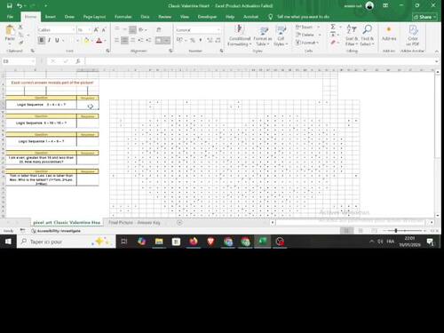 Valentine Pixel Logic Puzzle | Mystery Picture Reveal | Excel & Google ...
