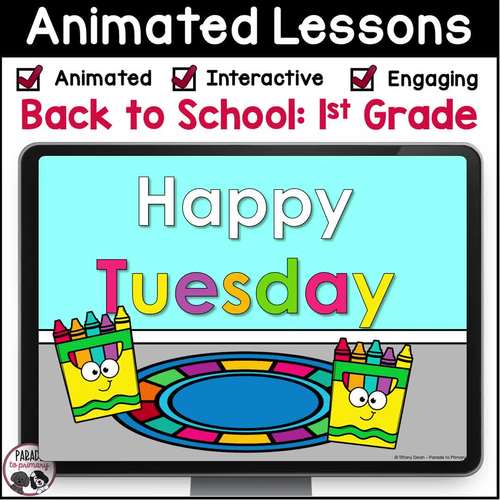 DIGITAL Morning Meeting Bundle - YEAR LONG - ANIMATED - 1st Grade ...