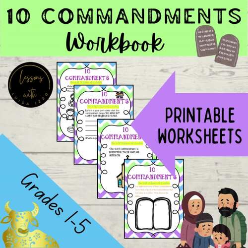10 Commandments Religion Workbook (Printable Worksheets) | TPT