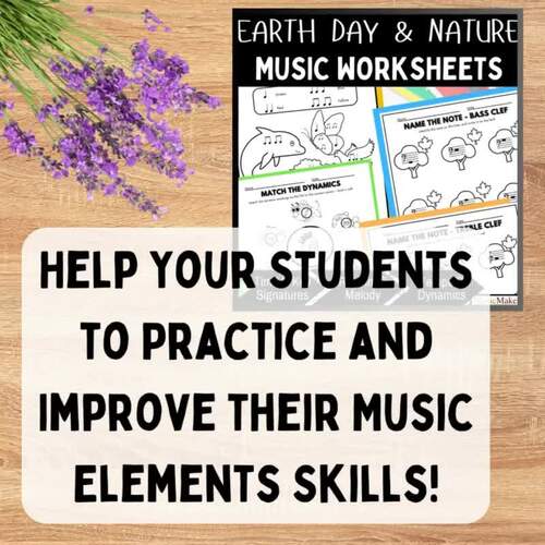 Earth Day Music Worksheets - Spring Nature to Practice Music Elements