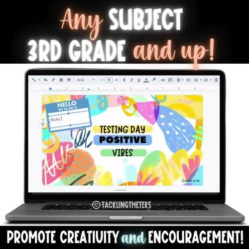 Testing Day Positive Vibes Digital Activity: Reduce Test Anxiety SEL Slides