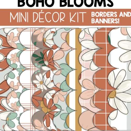 Boho Blooms Mini Decor Kit / Muted Floral Boho Bulletin Board Decor