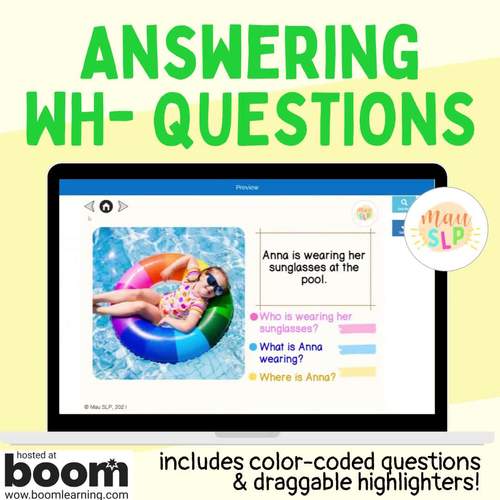 Answering WH Questions from a text (Real Pictures) Speech Therapy Boom ...