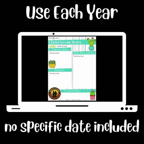 Editable Monthly Weekly Newsletter Meet the Teacher English Spanish Cactus