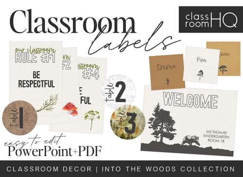 INTO THE WOODS Classroom Labels + Signs by classroomHQ | TPT