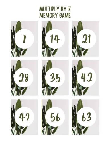 Multiply By 7 (7-18) Memory Game Center Math Facts Boho Theme Fluency ...