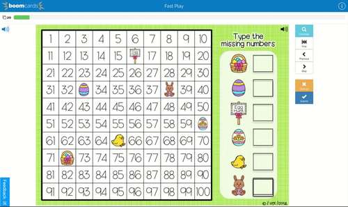 100 Chart Missing Numbers Boom Cards™ (Easter Theme) by Ever Joyful