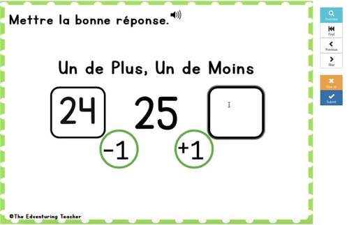 Number Sense un de plus et un de moins à 50 French Digital Boom Cards