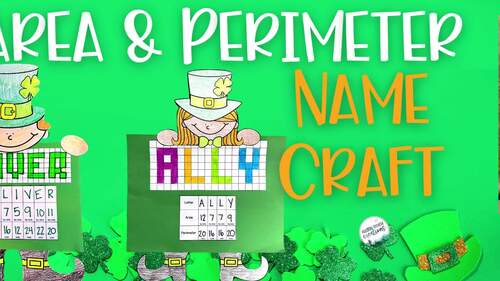 Area and Perimeter Name Craft Activity St. Patrick's Day by Allison French