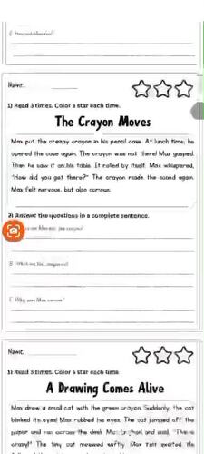 Creepy Crayon Read 3 Times Reading Passages | Fluency & Comprehension ...