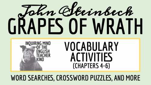 The Grapes of Wrath Chapters 4, 5, and 6 Vocabulary Games for High School