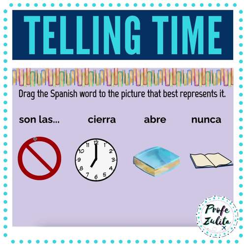 BOOM Cards | Telling Time in Spanish with abrir and cerrar by Profe Zulita