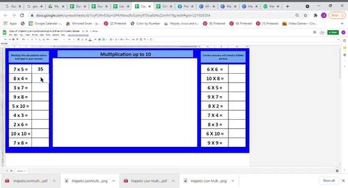 Majestic Lion Multiplication up to 10 Pixel Art Mystery Reveal | TPT