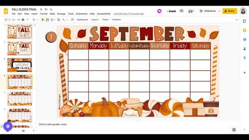 Fall Slides | Morning Meeting | Daily Slides | 175 Slides for classroom use