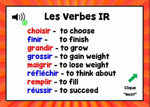 French IR Verbs Boom Cards Level 1 Boom Cards French Recognition Listening