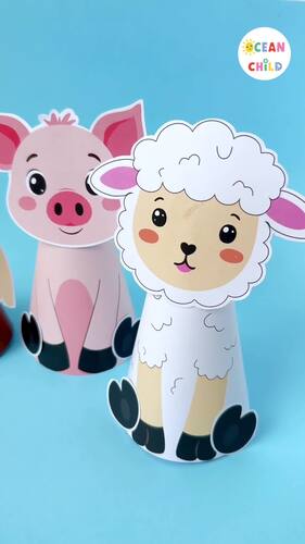 Paper Cone Farm Animals Craft Printable Bundle | Low Prep Farm Animal ...