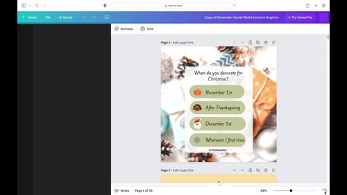 November Social Media Templates | Canva Instagram Graphics for TPT Sellers