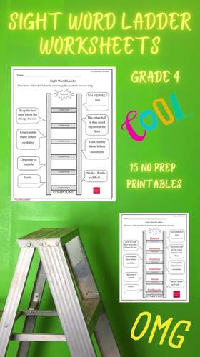 Sight Word Ladders Worksheets Grade 4 No Prep | 90 Words In ALL | TPT