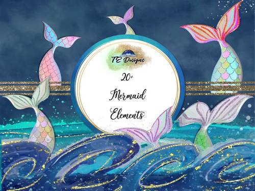 Mermaid Clipart Elements by Teach Elite | TPT