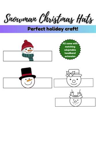 Snowman Hat Craft BUNDLE- Printable Winter Activity Grades PreK-2