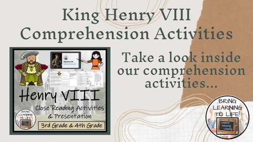 King Henry VIII Close Reading Passage & Comprehension Activities | 3rd ...