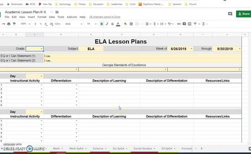 Lesson Plan Templates. Grades K-5. Drop-down GSE. Reg. & SpEd. It's ...
