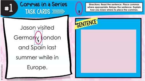Digital Grammar Activities - Commas in a Series - 5th Grade (L.5.2A)