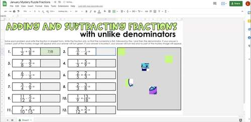 Fractions Digital Mystery Puzzle Pixel Art Bundle 5.NF.1-7 Unlike ...