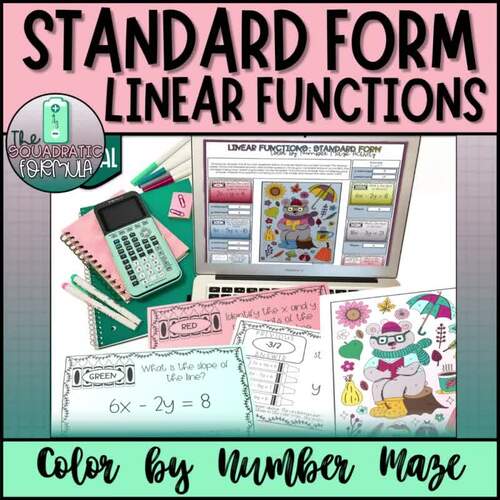 Winter Algebra Activity for Standard Form of Linear Functions - Print ...