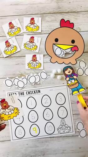 Feed the Chicken - Hands On Counting Practice for 0 - 10 - Counting Eggs