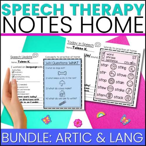 Speech Therapy Notes Home BUNDLE - Articulation & Language - Homework ...