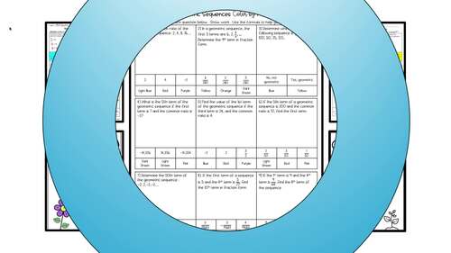 Geometric Sequences Practice Activity| Color by Number by AbsoluteValueMath
