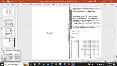 Graphing Quadratics Foldable Notes, PowerPoints, & Practice Bundle