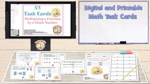 Multiplying Fractions by a Whole Number (4.NF.4): Math Task Cards