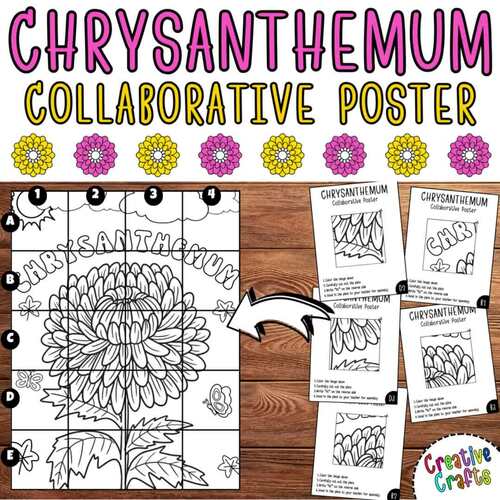 Fall Chrysanthemum Craftivity: Coloring Autumn Mums Collaborative Poster