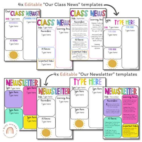 Classroom Newsletter Templates | Editable | Simple Brights Classroom Theme