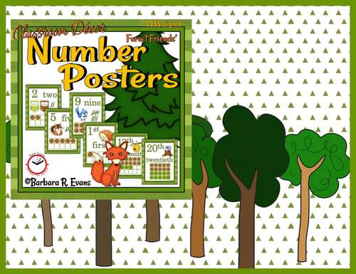 NUMBER POSTERS 0-20 Cardinal Ordinal Numbers Forest Camping Classroom Decor
