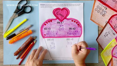 4th Grade Cupcake Math Craft Valentines Day Multiplication Activities ...