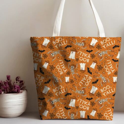 Boo Y'all Seamless Digital Paper Pattern Halloween Cowboy Skeletons Ghosts